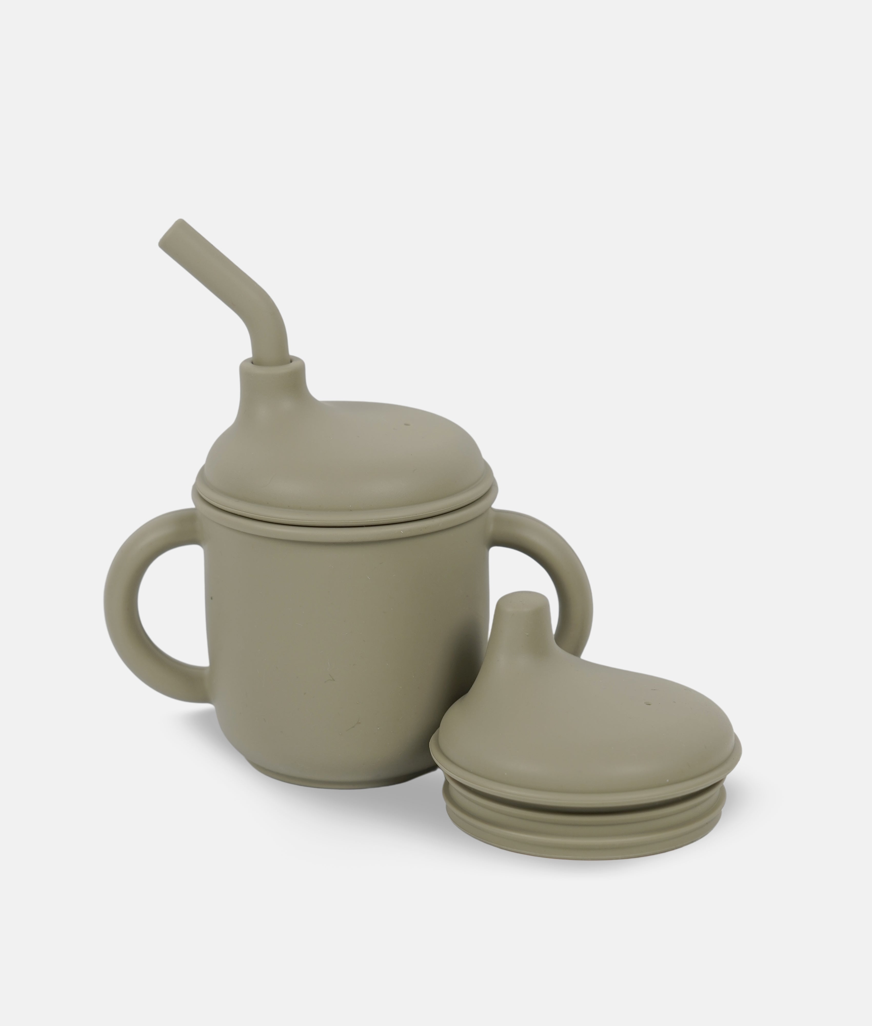 Silicone Training Cup + Straw + Lid - Olive Green | Shop online ...